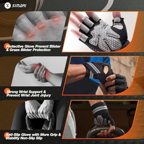 SIMARI BREATHABLE WORKOUT GLOVES MEN WOMEN PADDED LIFTING SUPPORT SMALL ...
