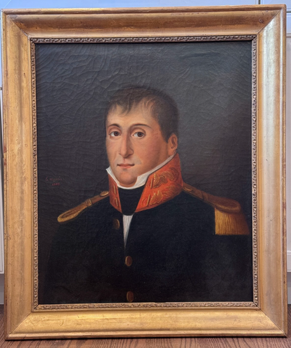1803 Hand Painted Signed Portrait Napoleon Navy Officer Waterloo Battle ...