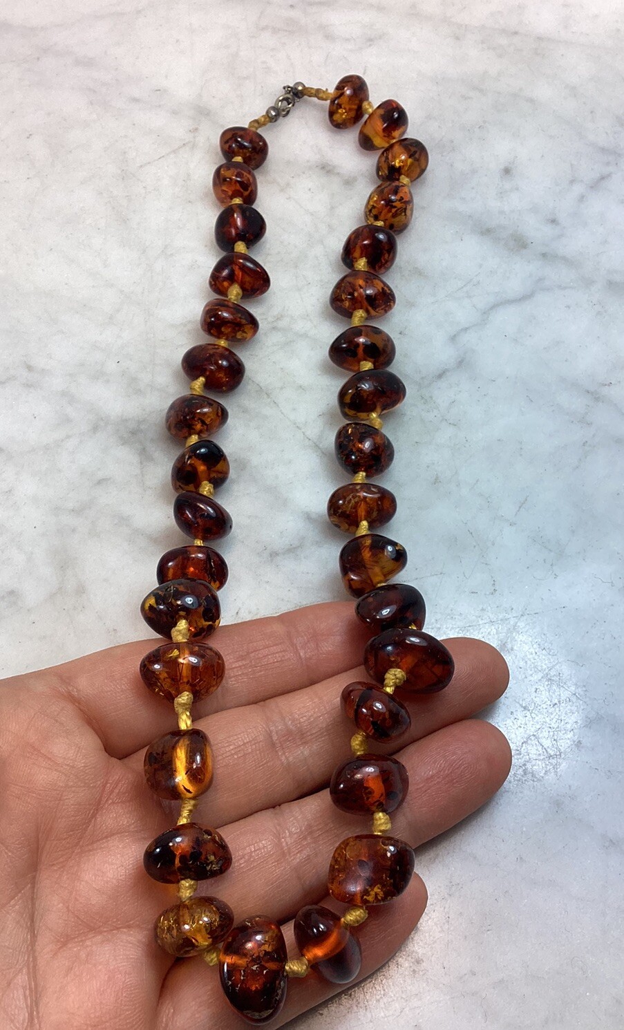 Vintage Old Pawn Native American Amber Bead Necklace … - Gem