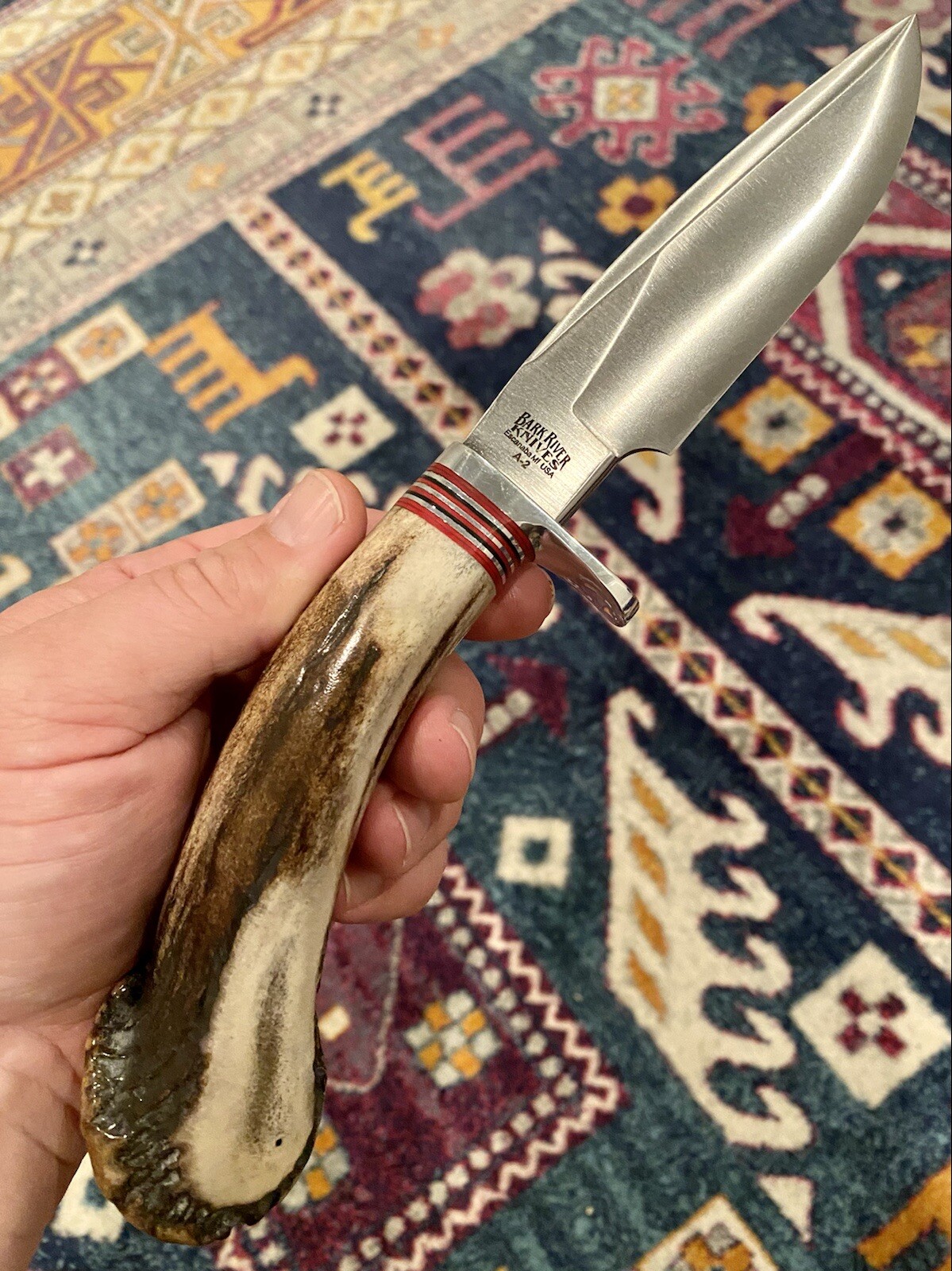 New Blackjack Knives Bark River Model 125 Sambar Crown Stag Handle ...