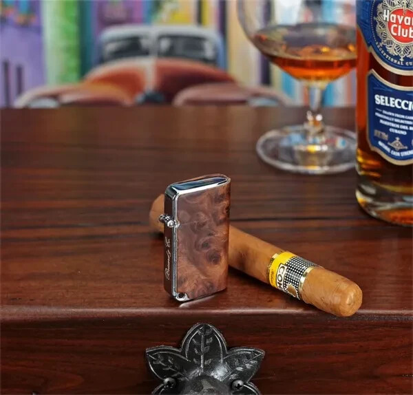 BRIZARD & CO NANO SERIES 2 CIGAR TORCH LIGHTER BUBINGA WOOD BROWN MSRP ...