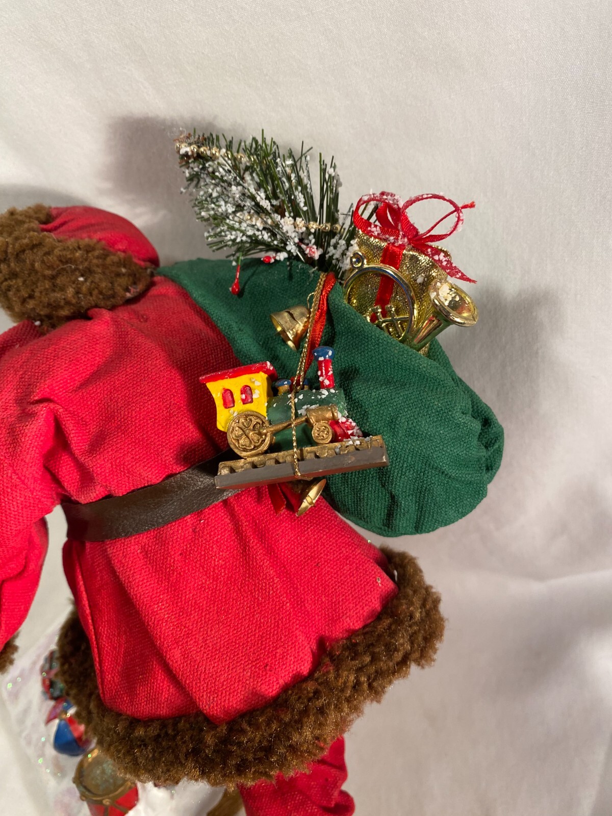 Possible Dreams Clothtique Santa Figurine On Rooftop One Leg In Chimney ...