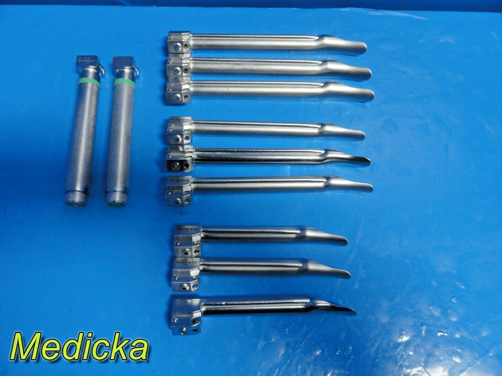 9X Propper Miller Fiber Optic Laryngoscope Size 2-4 Blades W/ 2X ...