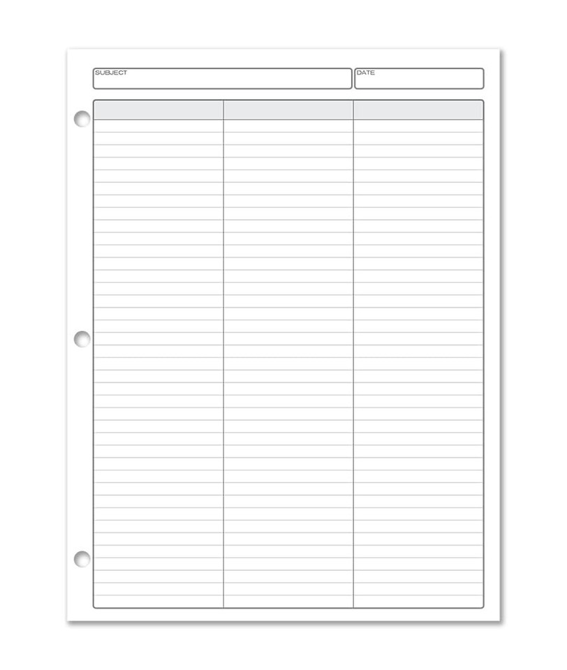 3 Column Columnar Pad/Three Columns Notepad Format - 50 Pages, 8.5'' x ...