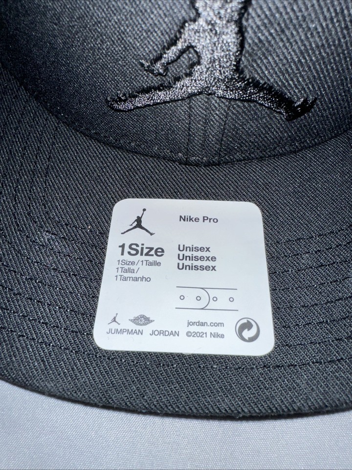 Nike Pro Air Jordan Jumpman Baseball Cap Snapback Monochromatic Black ...