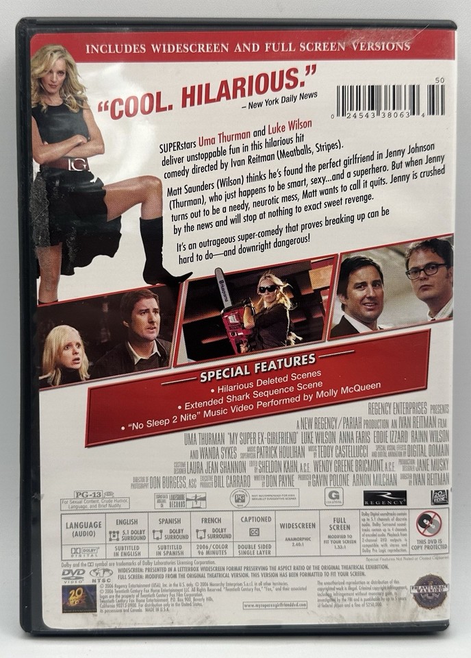 My Super Ex-girlfriend (DVD Widescreen/Full Screen) Uma Thurman Luke ...