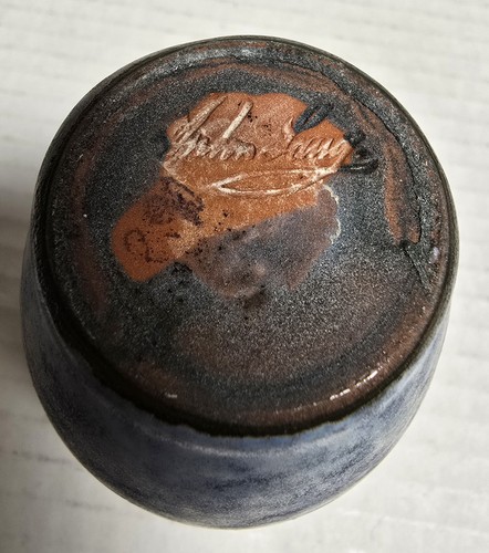 1900's Anton Lang Pottery Mottled Blue Matte Glaze Vase Signed | eBay