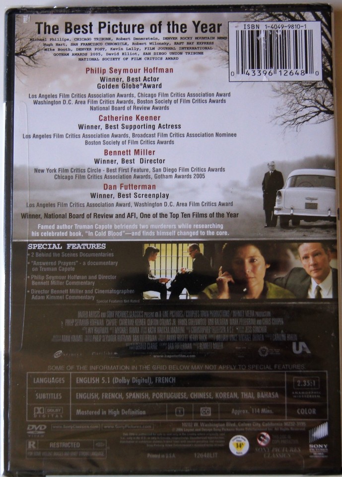 Capote (DVD, 2012) Philip Seymour Hoffman Catherine Keener NIP ...