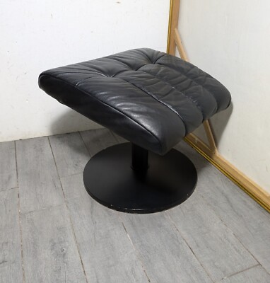 Vintage Black Vinyl Tilted/Angled/Slanted Footstool Ottoman Mid Century ...