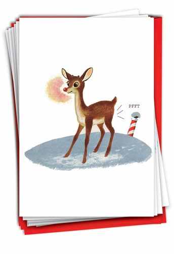 B1104 Set Of 12 Rudolph Fart Christmas Joke Paper Cards with Card ...