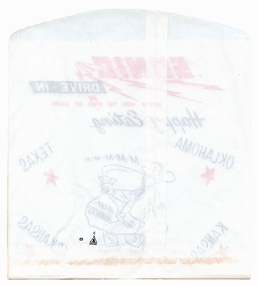 1980s Sonic Drive-In Wax Paper Hamburger Sandwich Wrapper Ad Happy ...