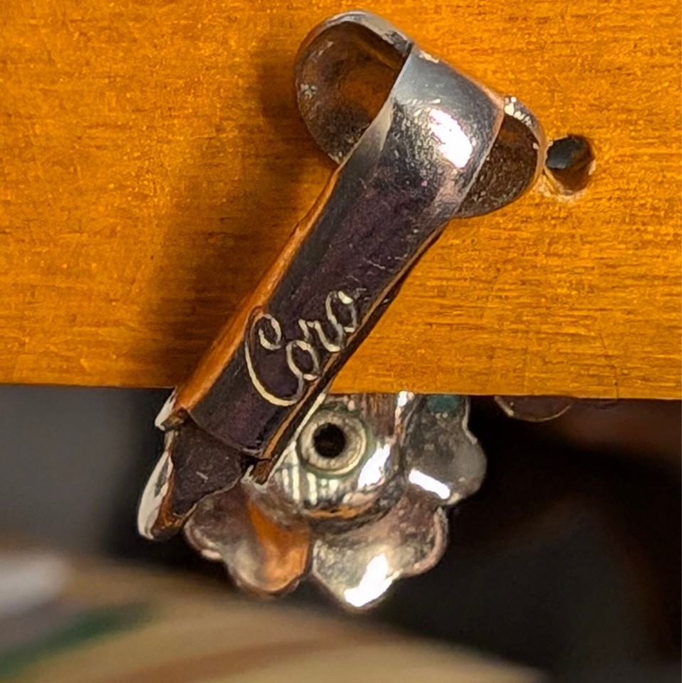 Vintage Signed Coro Enamel Flower Clip-On Earrings | eBay