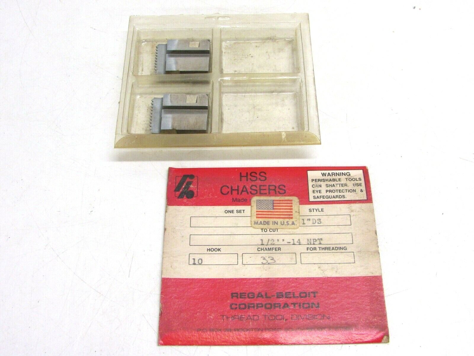 (2) REGAL-BELOIT INSERT CHASERS, SIZE 1/2-14 NPT, 10° HOOK 33° CHAMFER ...
