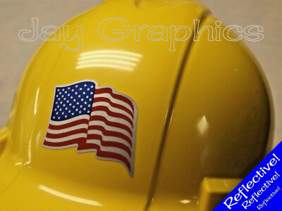REFLECTIVE Waving American Flag Hard Hat Sticker | Motorcycle USA ...