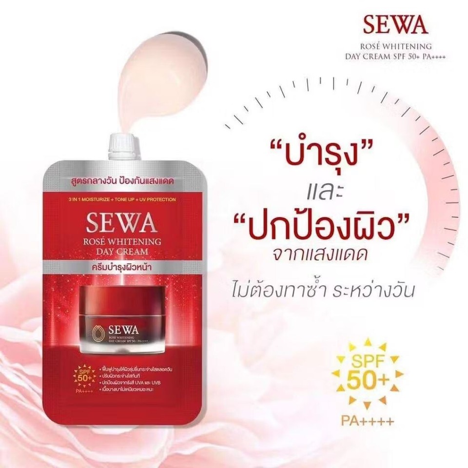 12 Sachets X 8 ml SEWA ROSE WHITENING DAY CREAM SPF 50 PA+++ ANTI AGING ...