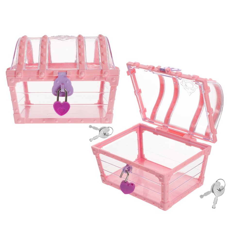 2pcs Jewelry Chest Box With Lock - Plastic Treasure Box Party Favor ...