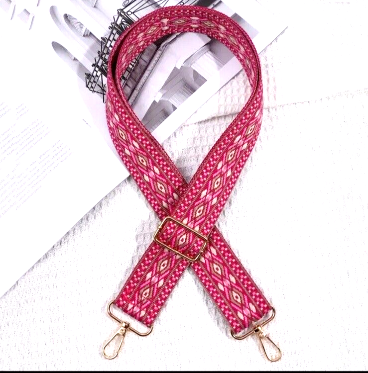 Rose Red Bag Strap Guitar Strap Geometric Pattern Shoulder Bag ...