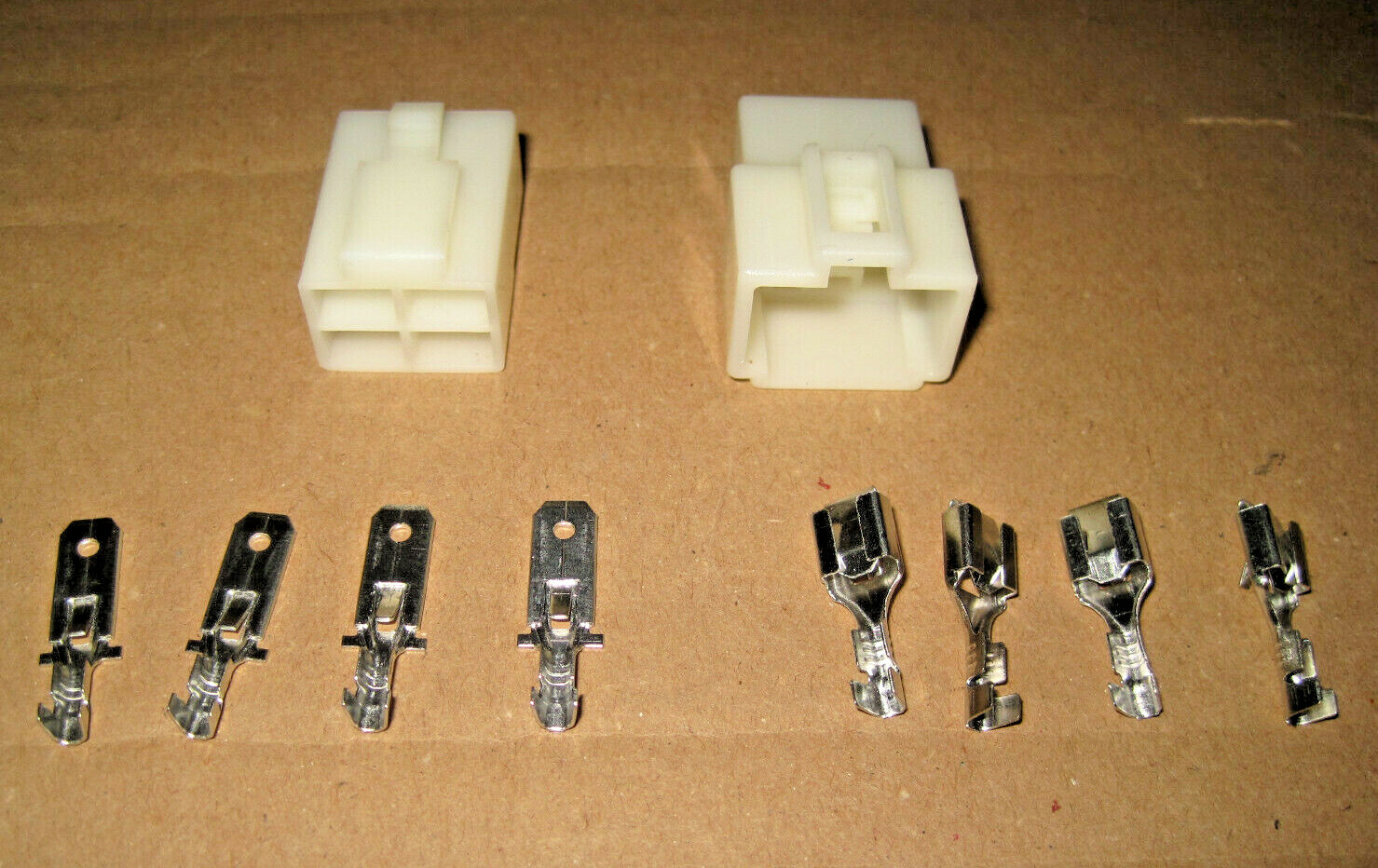 NEW 4 WAY PIN PLUG x 5 CONNECTORS 6.3MM pin SOCKET MOTORCYCLE FITS ...