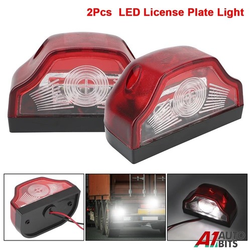 2x LED Rear Tail License Number Plate Lights Lamp 12V Lorry Truck ...