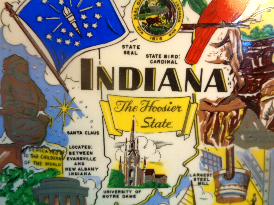 Indiana/The Hoosier State 10 1/4" Souvenir Plate (Used/EUC) | eBay