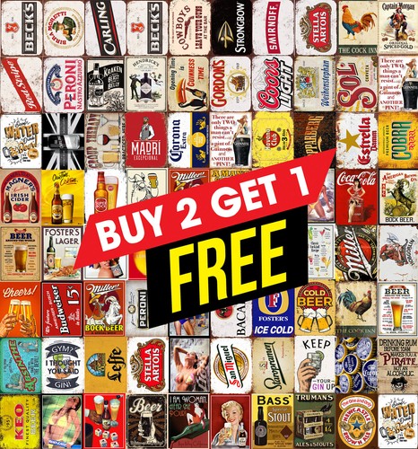 Beer alcohol Man Cave Metal Tin Sign Plaque Home Bar Shed Wall Art | eBay