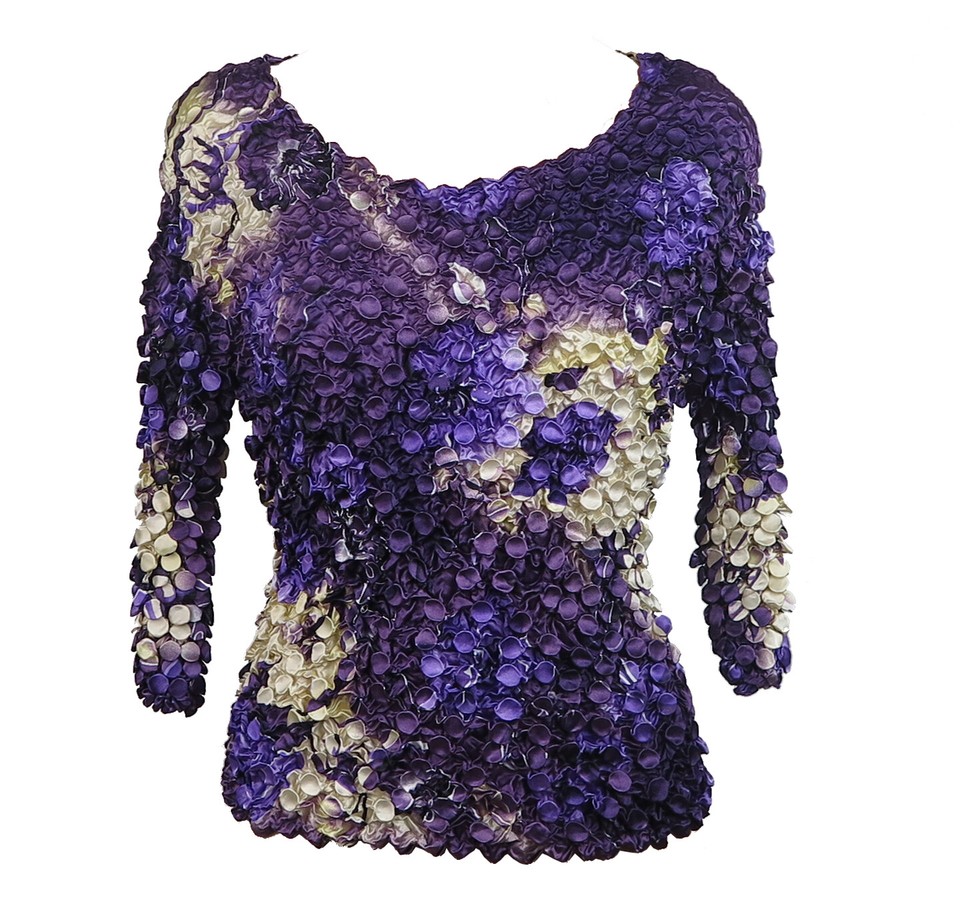 Women's Popcorn Blouse Long Sleeve Floral Print Top Expandable One Size ...