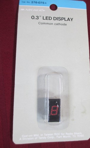 ARCHER 276-075 .3" LED DISPLAY COMMON CATHODE RADIO SHACK 30mA NUMERAL ...
