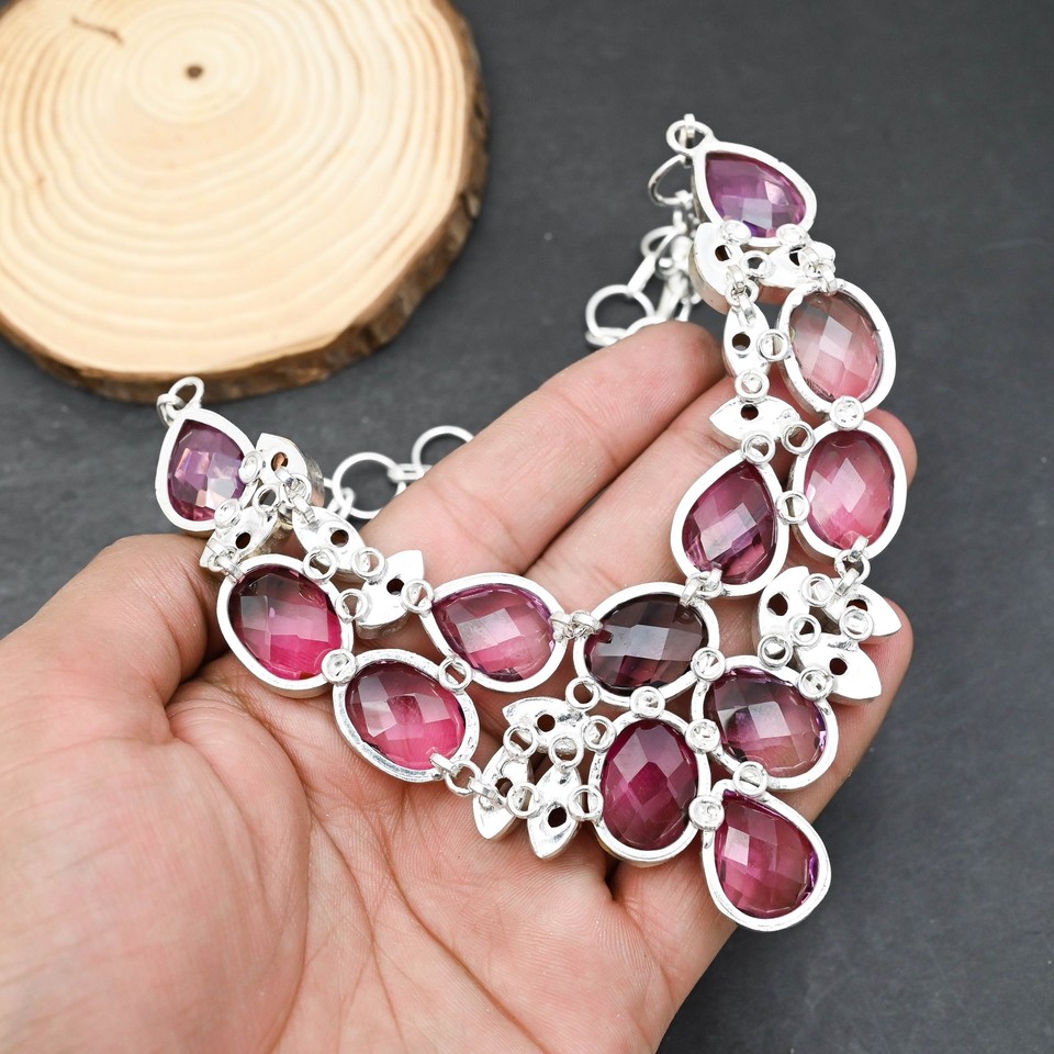 Bi-Color Tourmaline Garnet Gemstone 925 Sterling Silver Jewelry ...