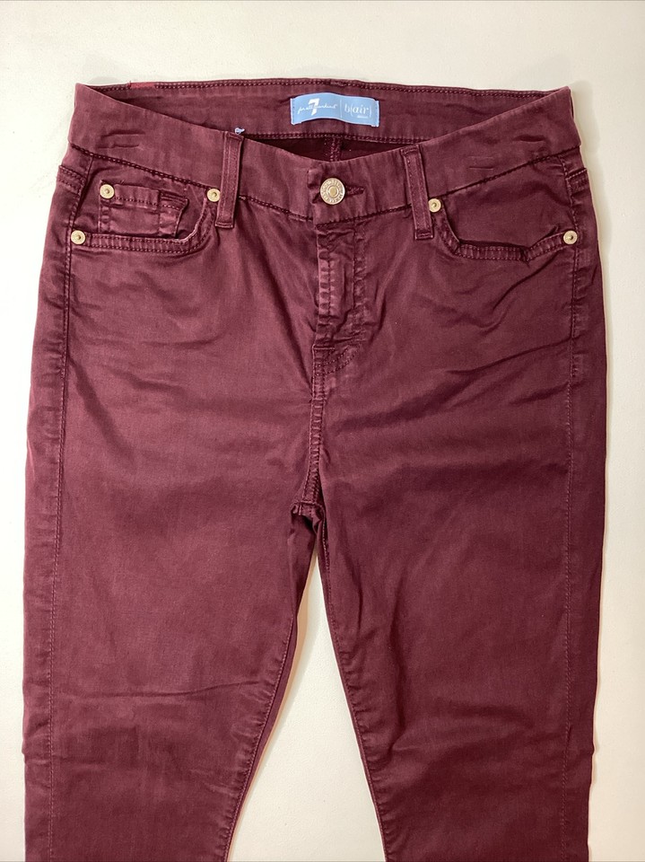 7 FOR ALL MANKIND b(air) Denim Skinny Colored Denim Maroon Red Women's ...