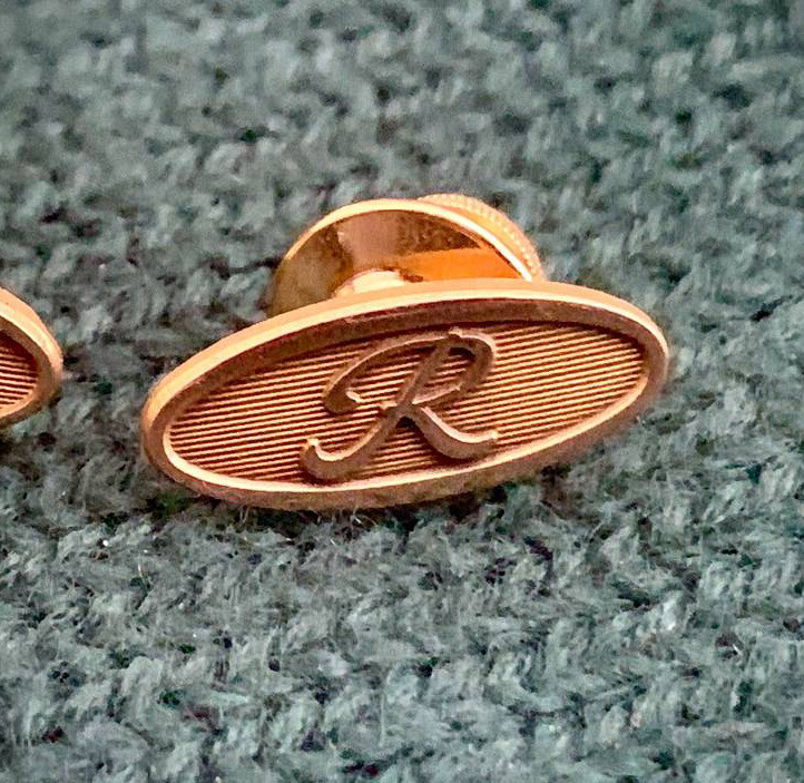 Vintage 10k Gold Gf Jostens Letter “R” Pin Alphabet - Gem