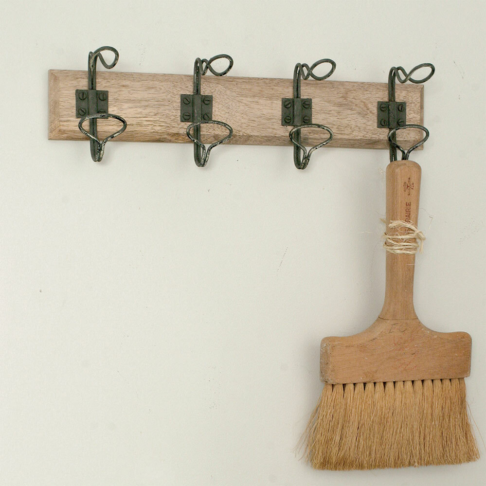 Entryway Hanger Metal & Wood Wall Rack 4 Hooks - 14" Wide - Mudroom ...