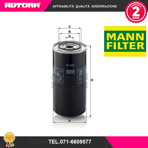 W1170 Oil Filter (MANN FILTER) 4011558715908 | eBay