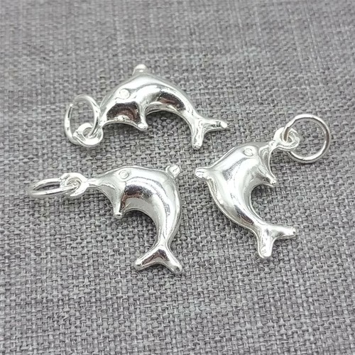 8pcs of 925 Sterling Silver Shiny Hollow Dolphin Charms Ocean Sea ...