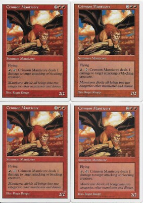 MTG: CRIMSON MANTICORE 5th Edition RARE; played, Excellent condition x4 ...