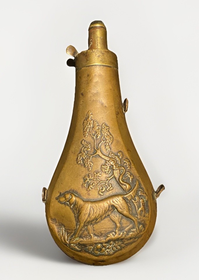 Antique Dixon & Sons 19th Century Embossed Copper & Brass Gun Powder Flask - Dog | eBay