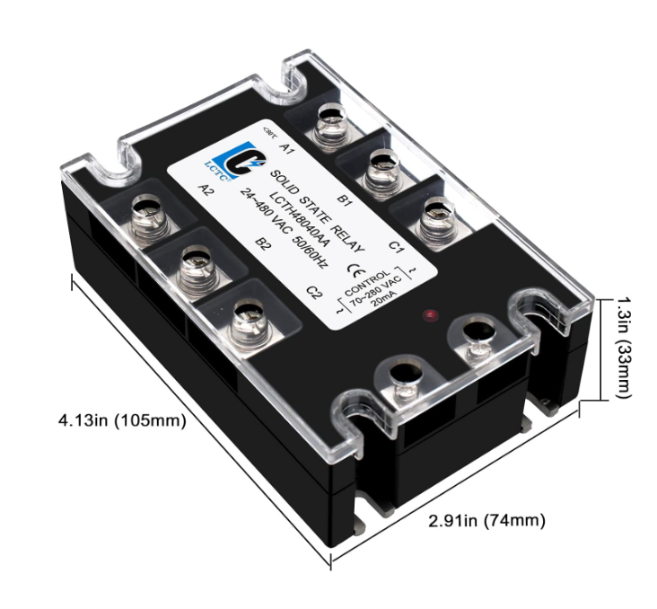 3 Phase Solid State Relay SSR-40AA, 40A AC-AC, Input 70-280V, Output 24 ...