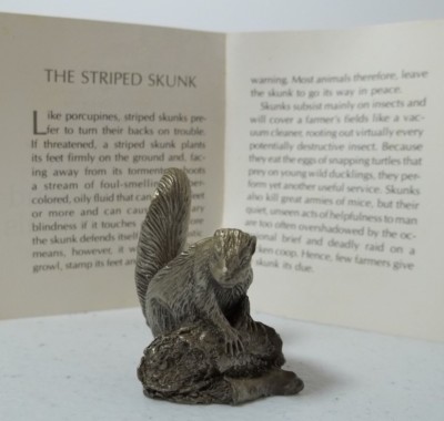 Franklin Mint Pewter Miniature1981 Striped Skunk The Woodlands Animals ...