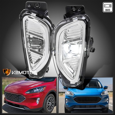 Fits 2020-2022 Ford Escape Clear LED Fog Lights Bumper Lamps+Switch ...
