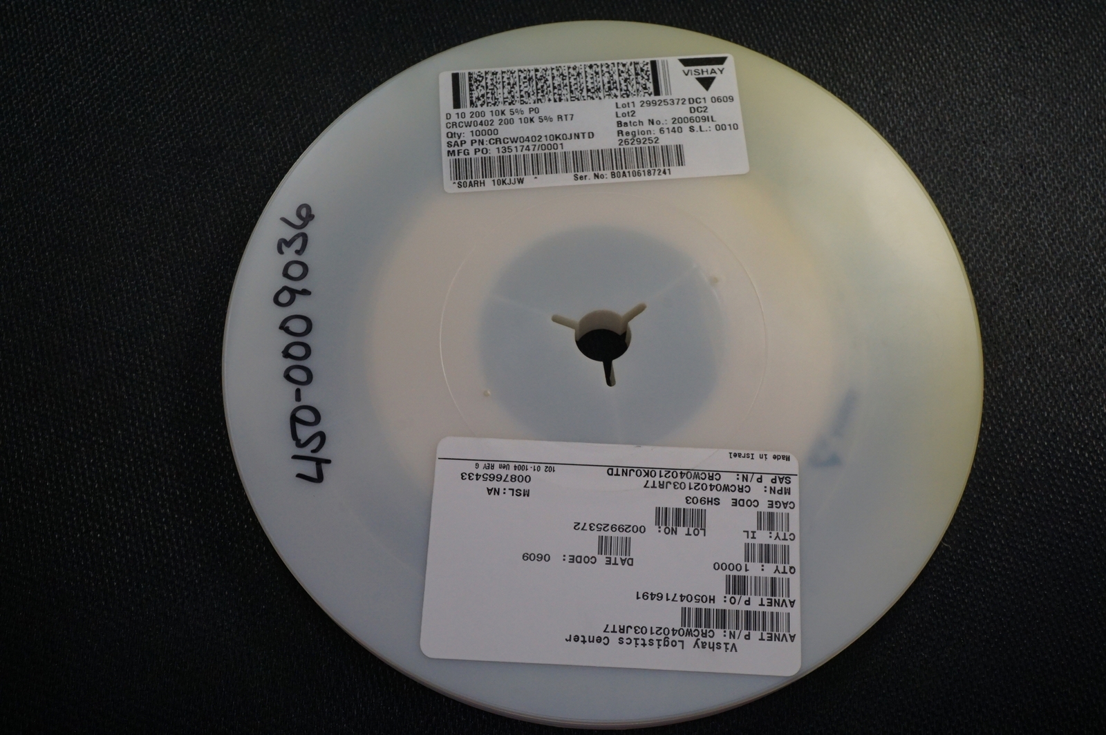 Lot of 100 CRCW040210K0JNTD Vishay Chip Resistor 10K Ohm 1/16W 5% 0402 ...