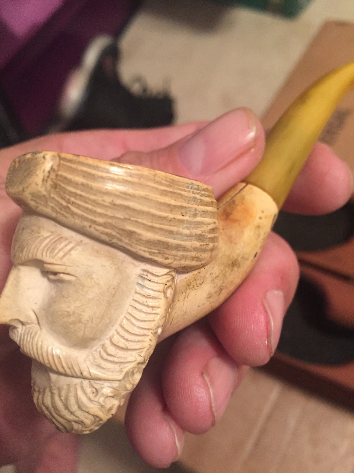 EDMUND PIPE CO. 5 INCH HAND CARVED PIPE FACE WITH CASE | eBay