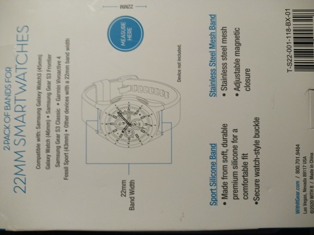 Withit - Universal Smartwatch Silicone and Mesh Sport Band 2-pack for ...