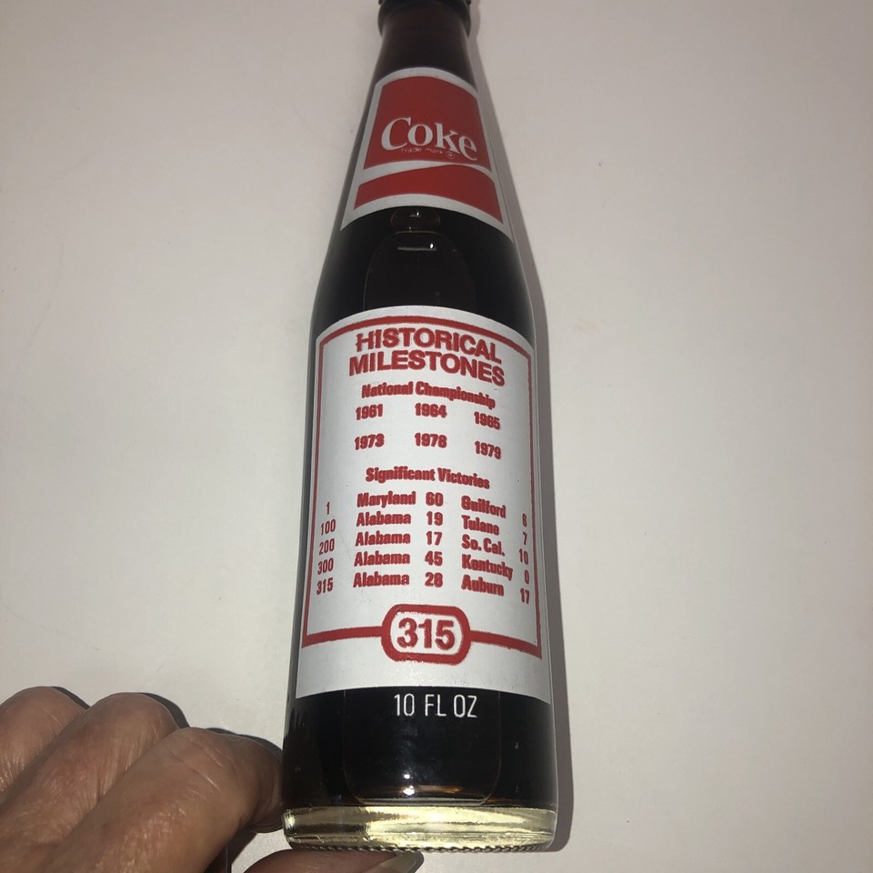 PAUL BEAR BRYANT ALABAMA CRIMSON TIDE 315 WINS 1979 SEALEDCOKE BOTTLE ...