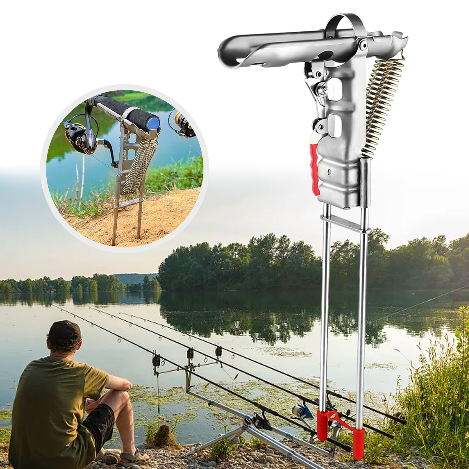 Stainless Steel Double Spring Fishing Rod Holder Stable Connection Easy ...