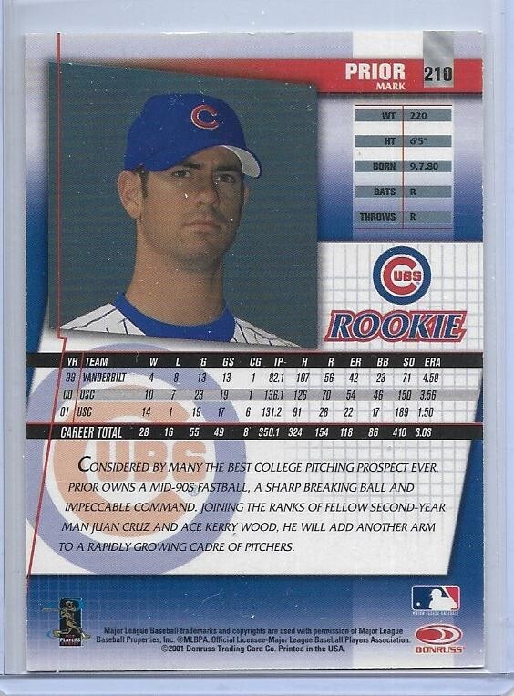 2002 DONRUSS BEST OF FAN CLUB MARK PRIOR AUTOGRAPH AUTO CHICAGO CUBS | eBay
