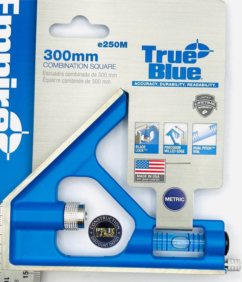 Empire Level 300 Mm True Blue Combination Square Metric Stainless MADE ...