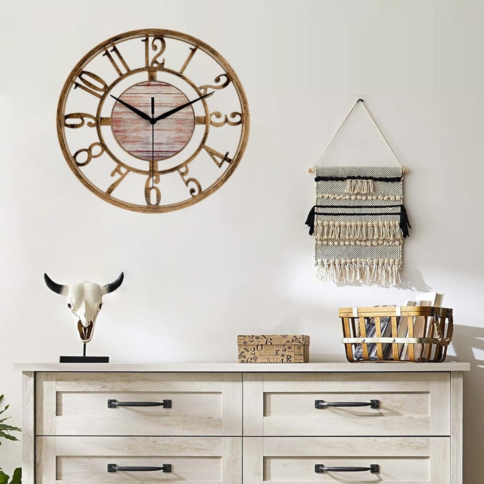 Battery Operated Clock Interior Design Analog Movement Farmhouse Style ...