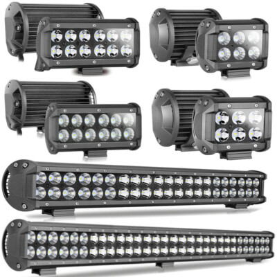 Dual Row 4"/7"/28" LED Work Light Bar Spot Flood Pod for Jeep Ford ...