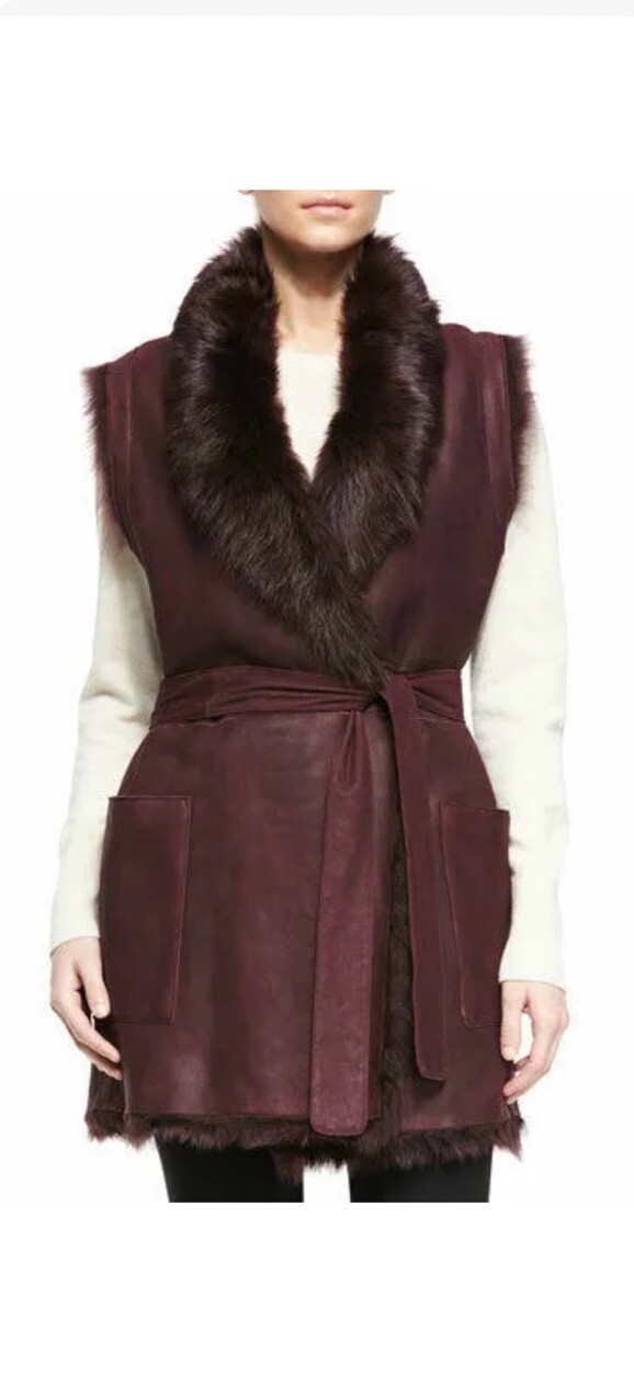 VINCE Gorgeous Luxe Toscana Shearling Fur Leather Bur… - Gem