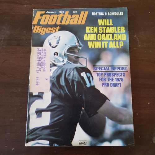 KEN STABLER Football Digest Magazine JAN 1975 Oakland Raiders EX/EX- | eBay
