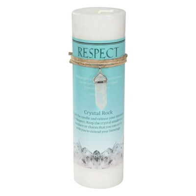Respect Candle with Clear Quartz Pendant 6.25" Scented Crystal Energy ...